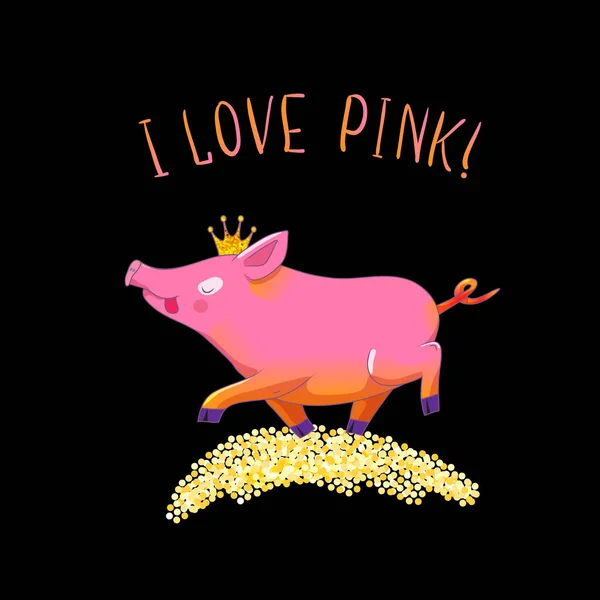 Typography slogan with cute pig vector for t shirt printing Stock ...