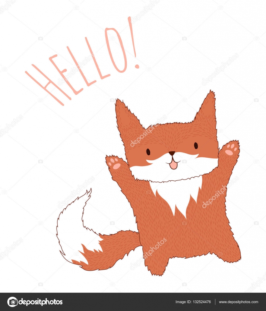 Cute fox and text "Hello". Stock Vector Image by ©Y.Verovski #132524476