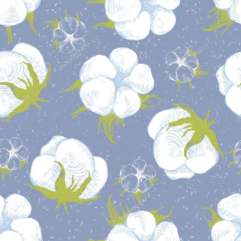 Cotton plant seamless pattern — Stock Vector © mart_m #124971258