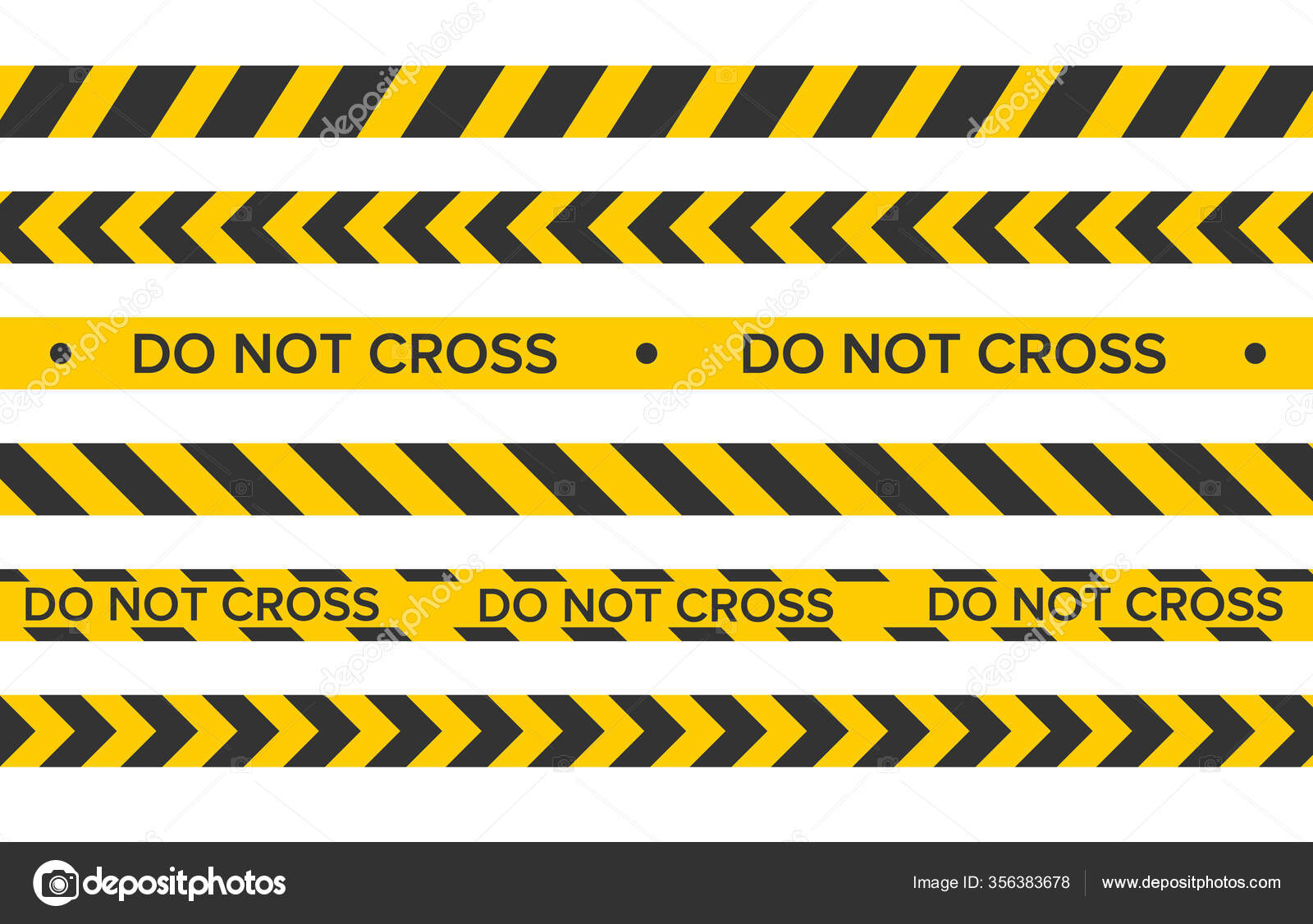 Police line and do not cross ribbons. Yellow danger tapes. Horizontal ...