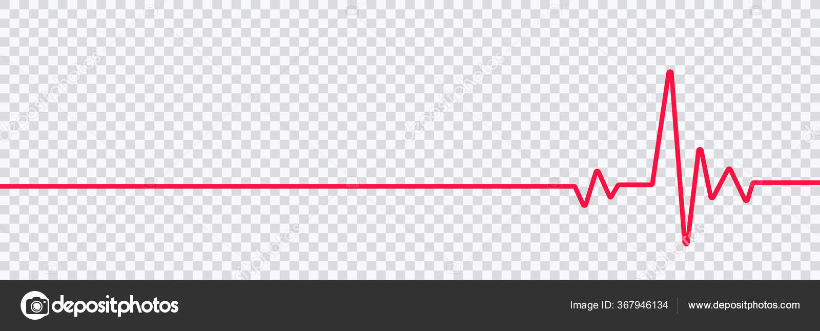 Red heartbeat line icon. on flat style on transparent background Stock ...