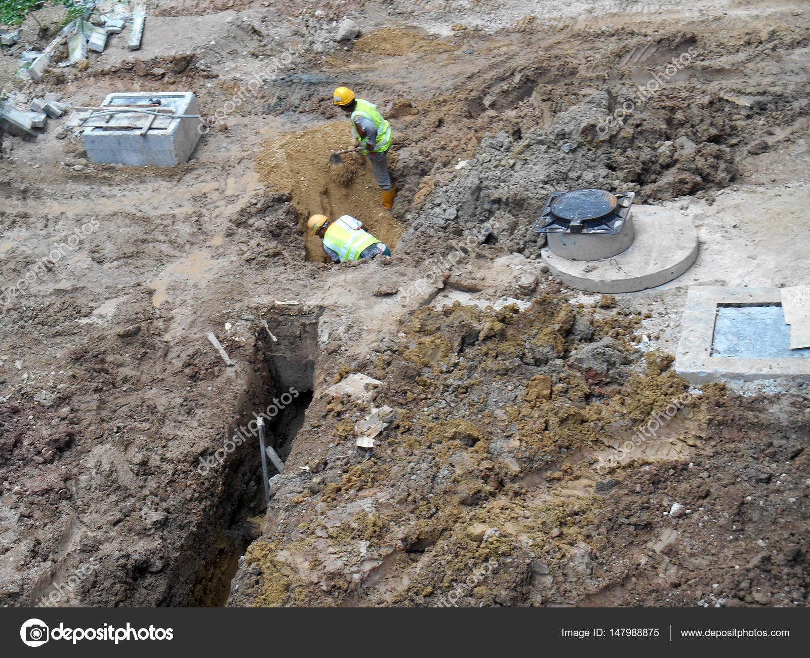 Underground utilities trenches under construction. — Stock Editorial ...