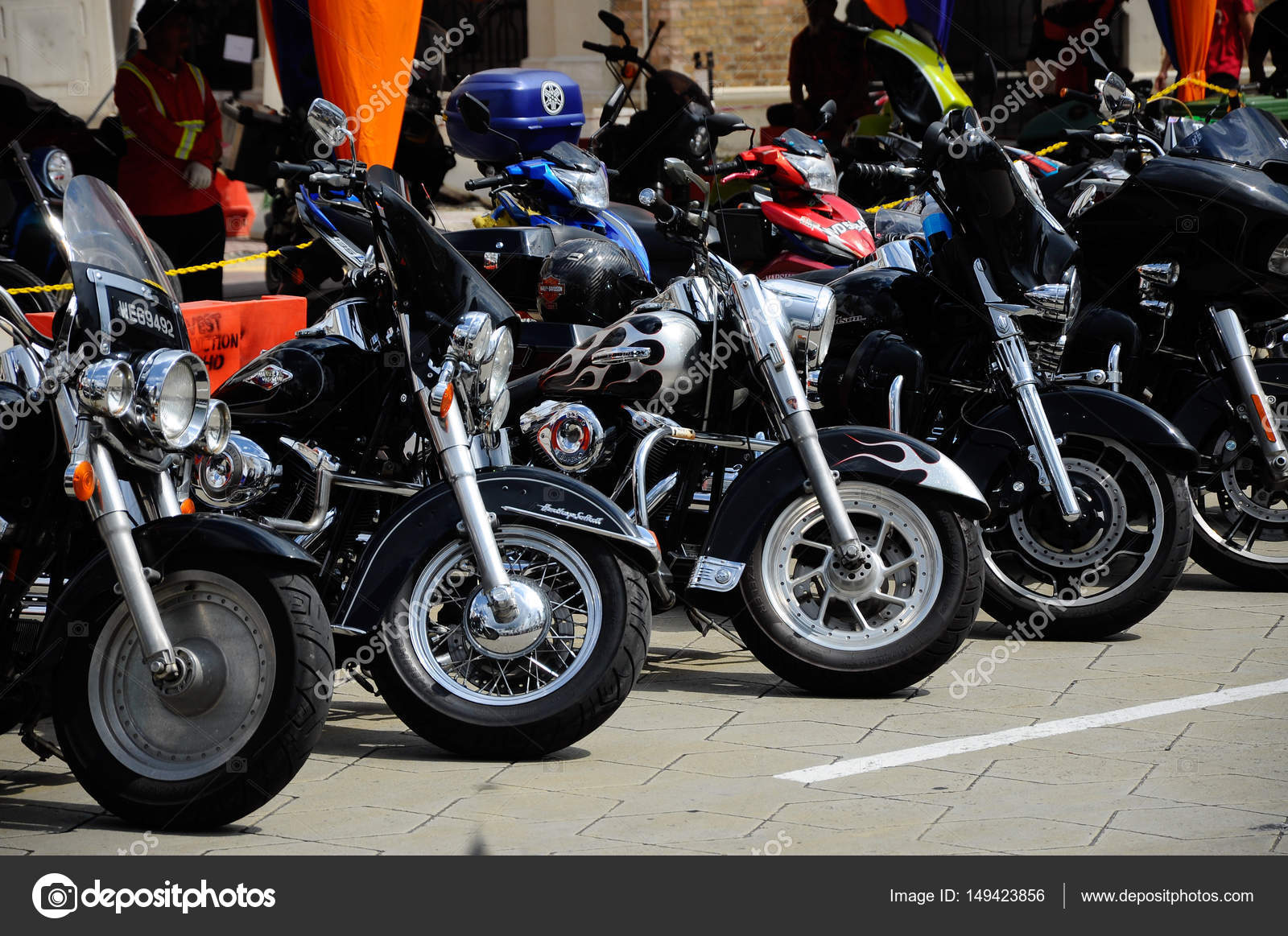 Various model of Harley Davidson easy rider motorcycle parking in the ...