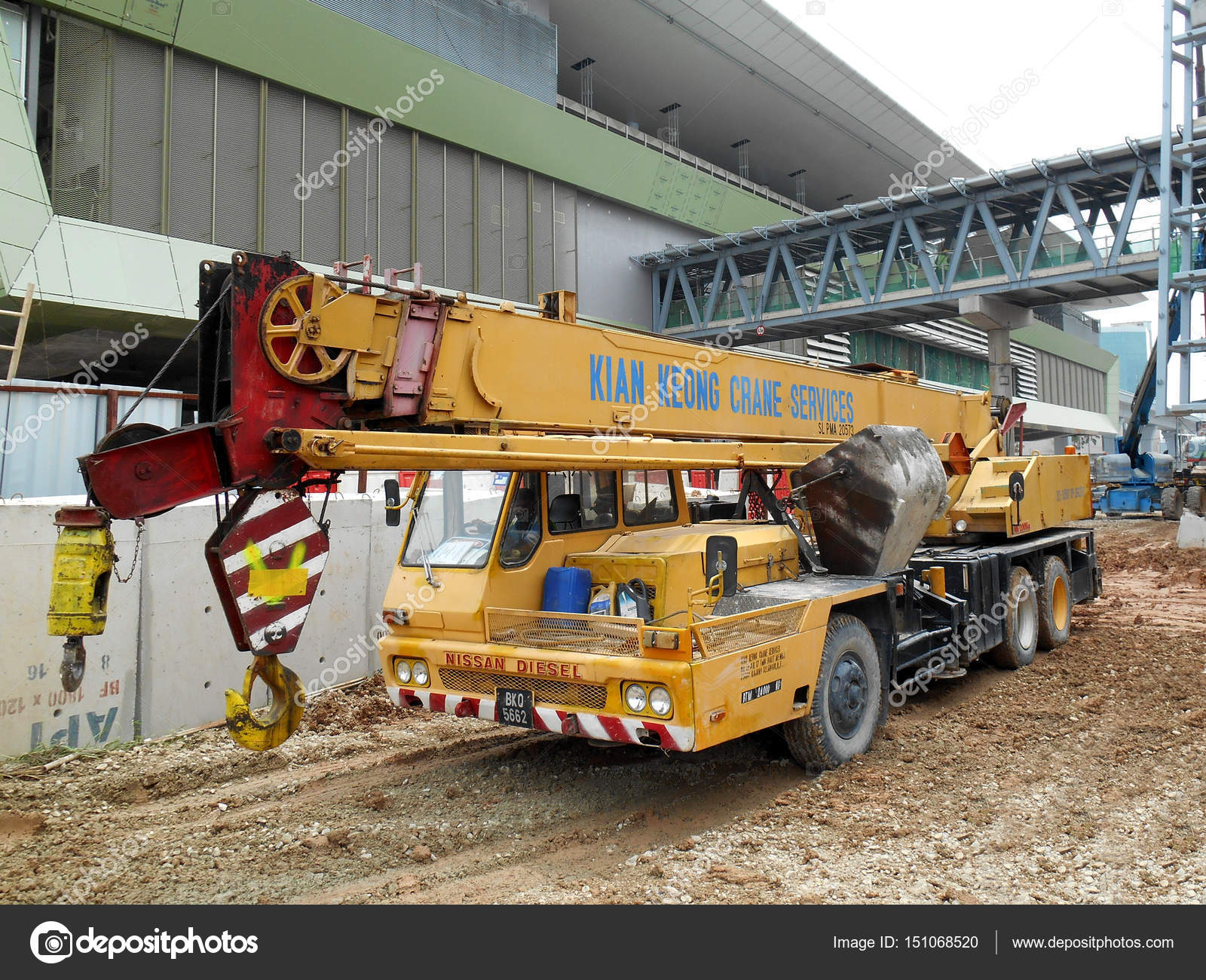 Mobile crane used to lifting heavy material at construction site ...