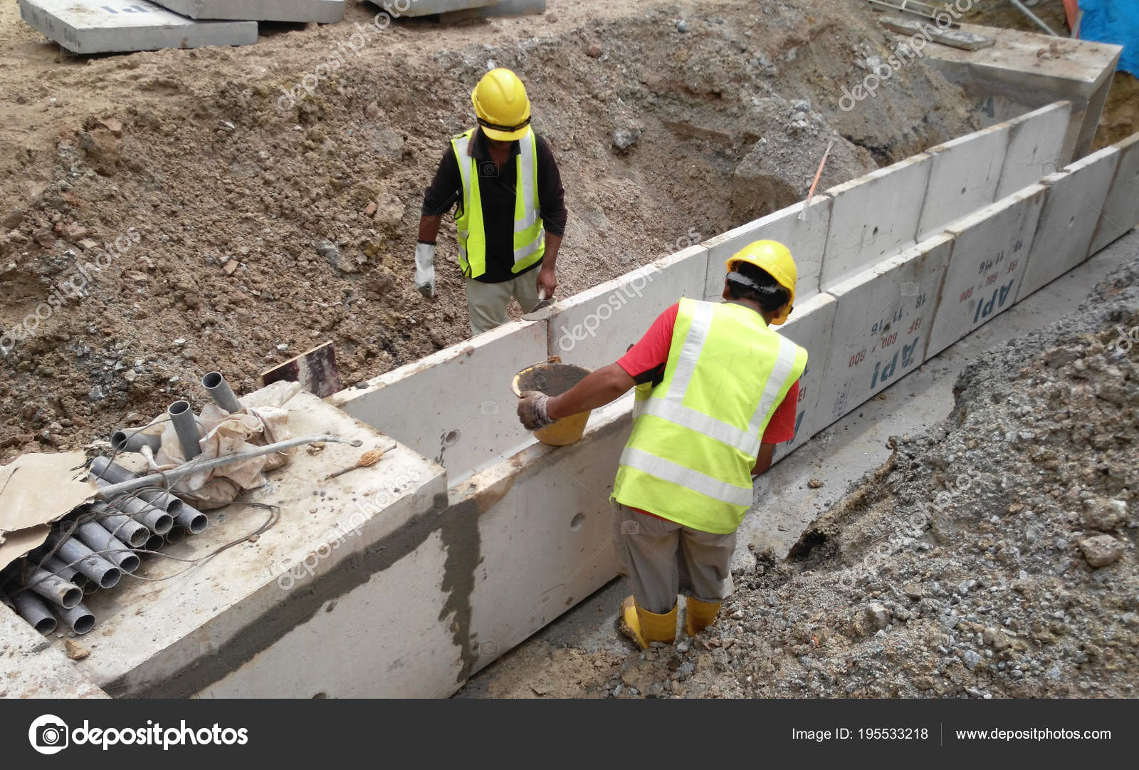 Malacca Malaysia January 2017 Construction Workers Installing Precast ...