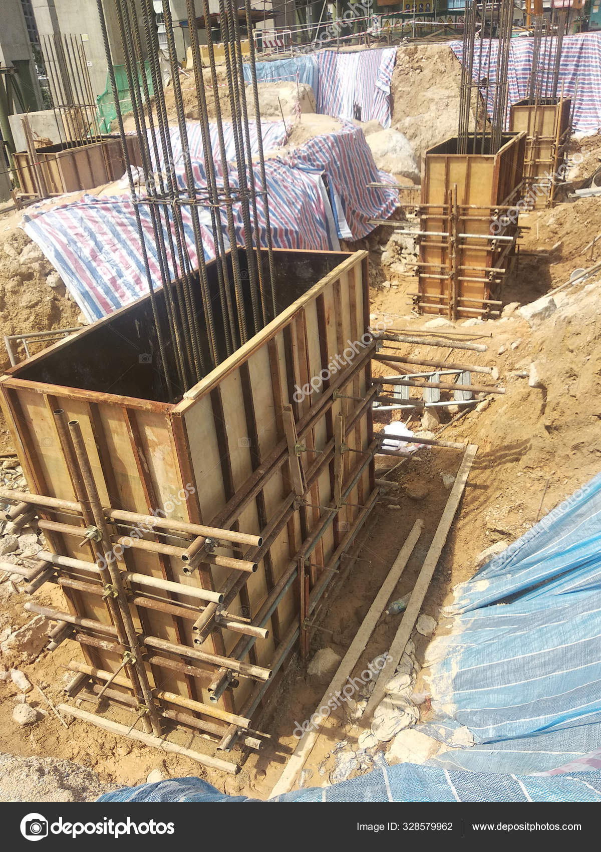 Pile Cap Column Stump Construction Construction Site Constructed Using ...