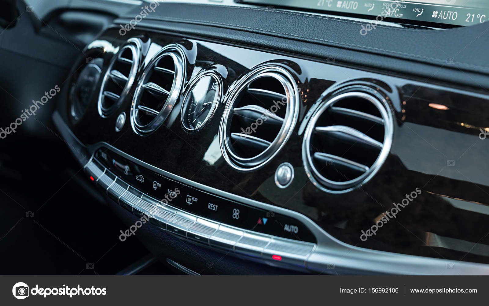 Luxury Car Interior AC Control And Ventilation Deck Stock Photo by ...