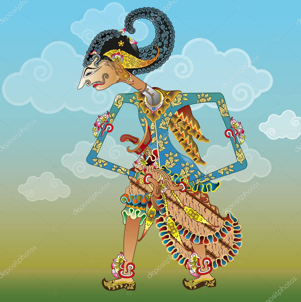 Ilustración vectorial, modificación de wayang kulit purwa, carácter de ...
