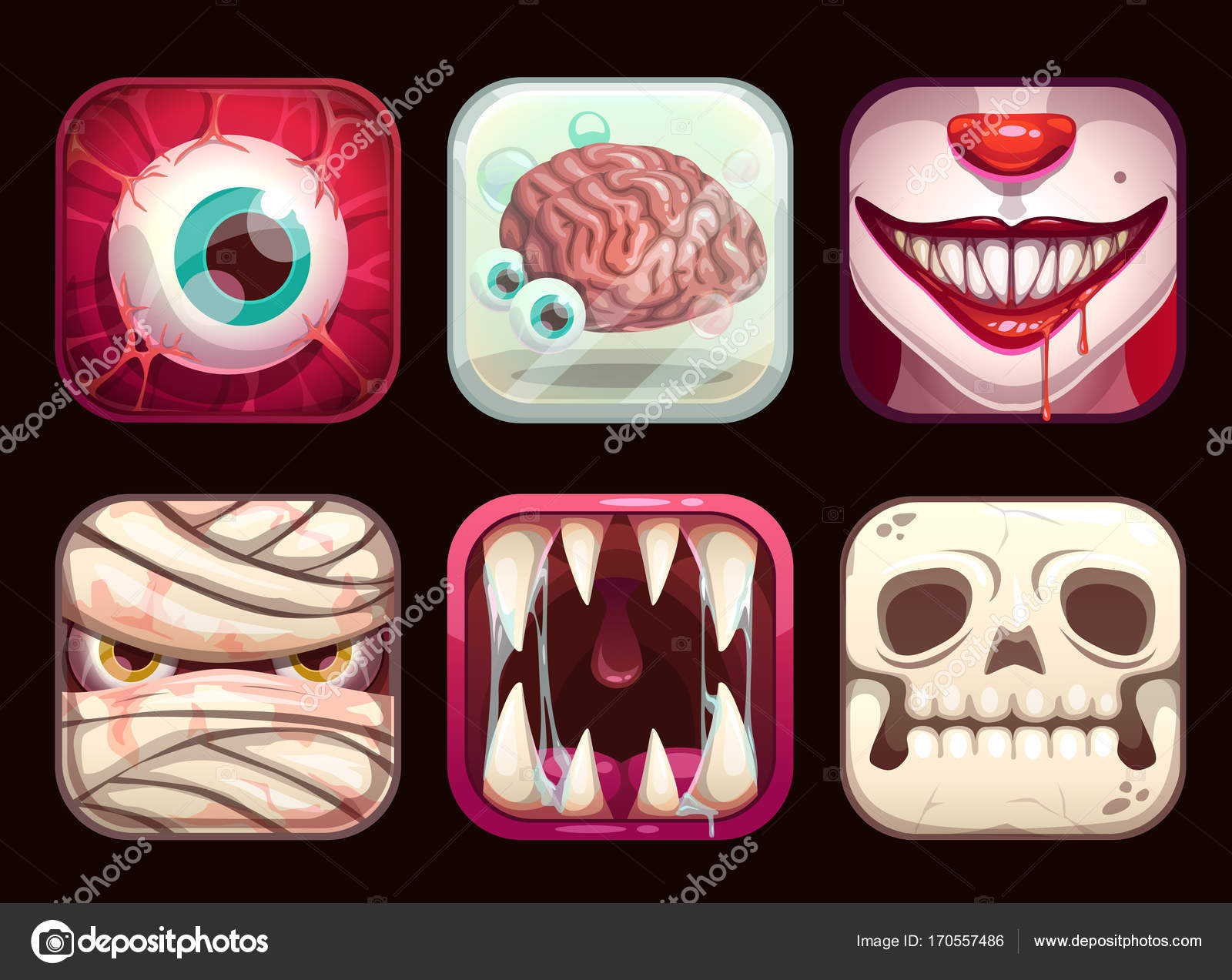 Scary app icons Stock Vector by ©lilu330 170557486
