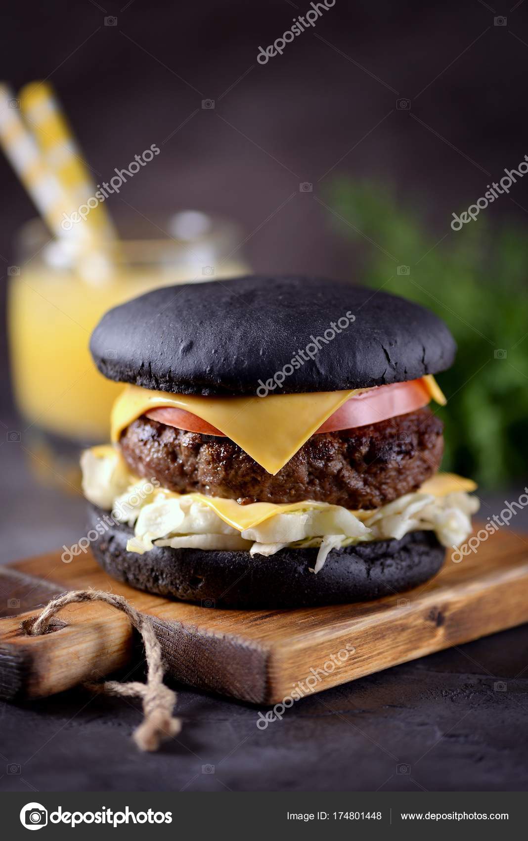 Healthy Black Burger Beef Iceberg Salad Slice Tomato Toast Cheese ...