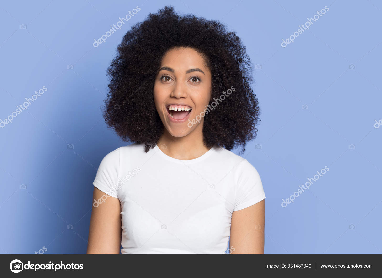 Head shot portrait cheerful funny african american girl feeling ...