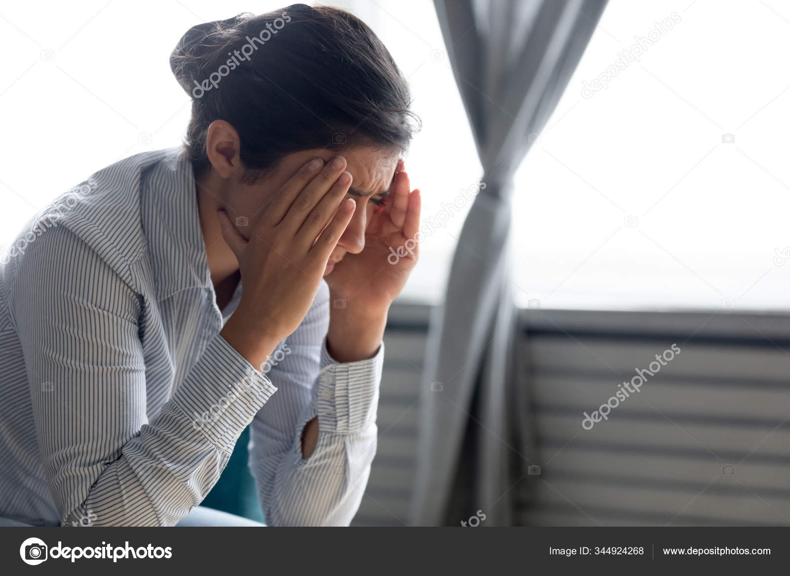 Upset young woman feel distressed suffering from life problem — Stock ...