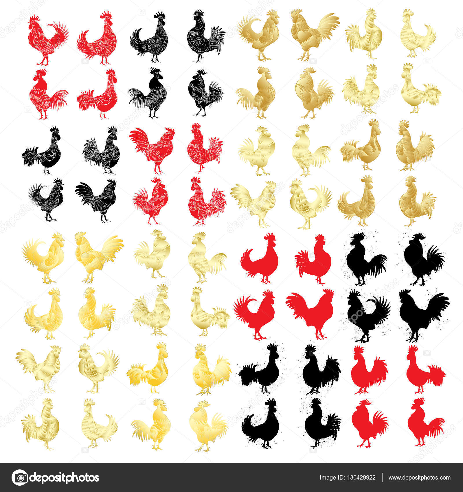 Set of rooster symbols Stock Vector Image by ©goldenshrimp #130429922