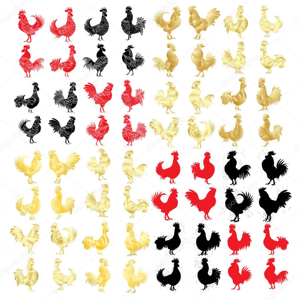 Set of rooster symbols Stock Vector Image by ©goldenshrimp #130429922