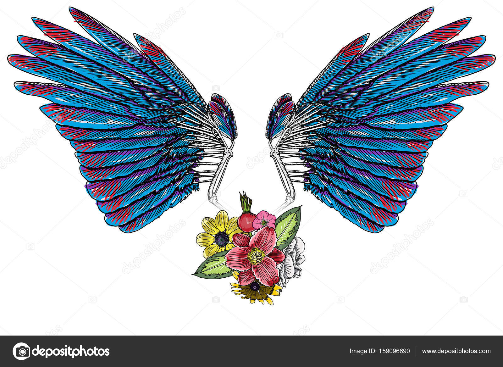 Flowers with wings drawing Stock Vector Image by ©goldenshrimp #159096690