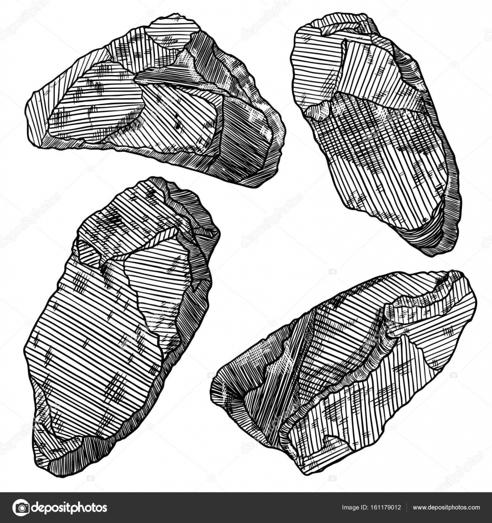 Set de piedras dibujadas a mano realistas Vector de stock por ...