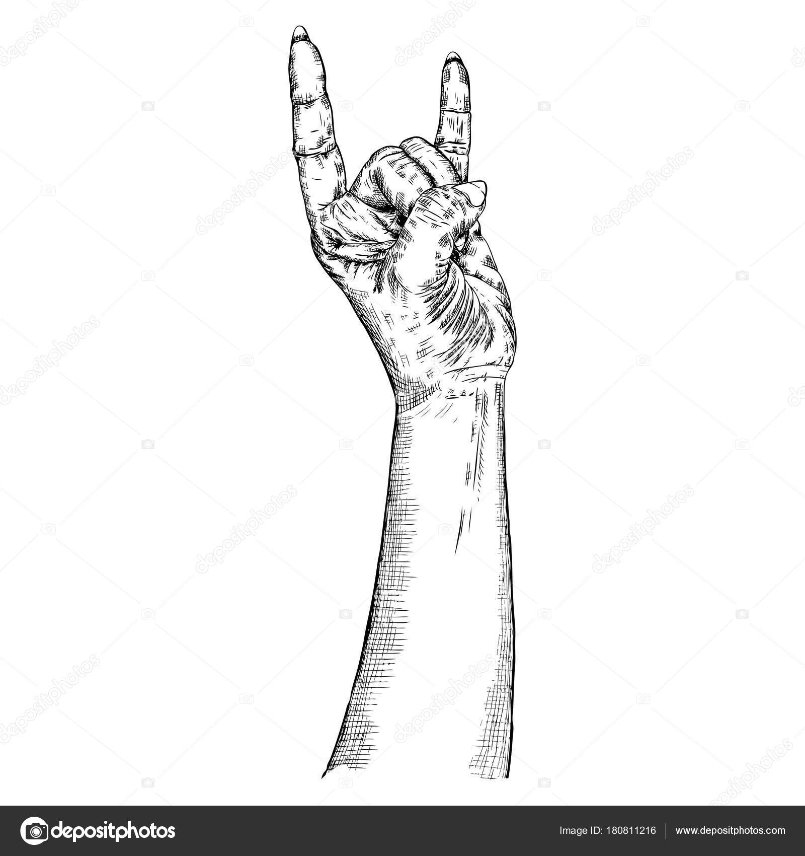 Rock Hand Sign Drawing