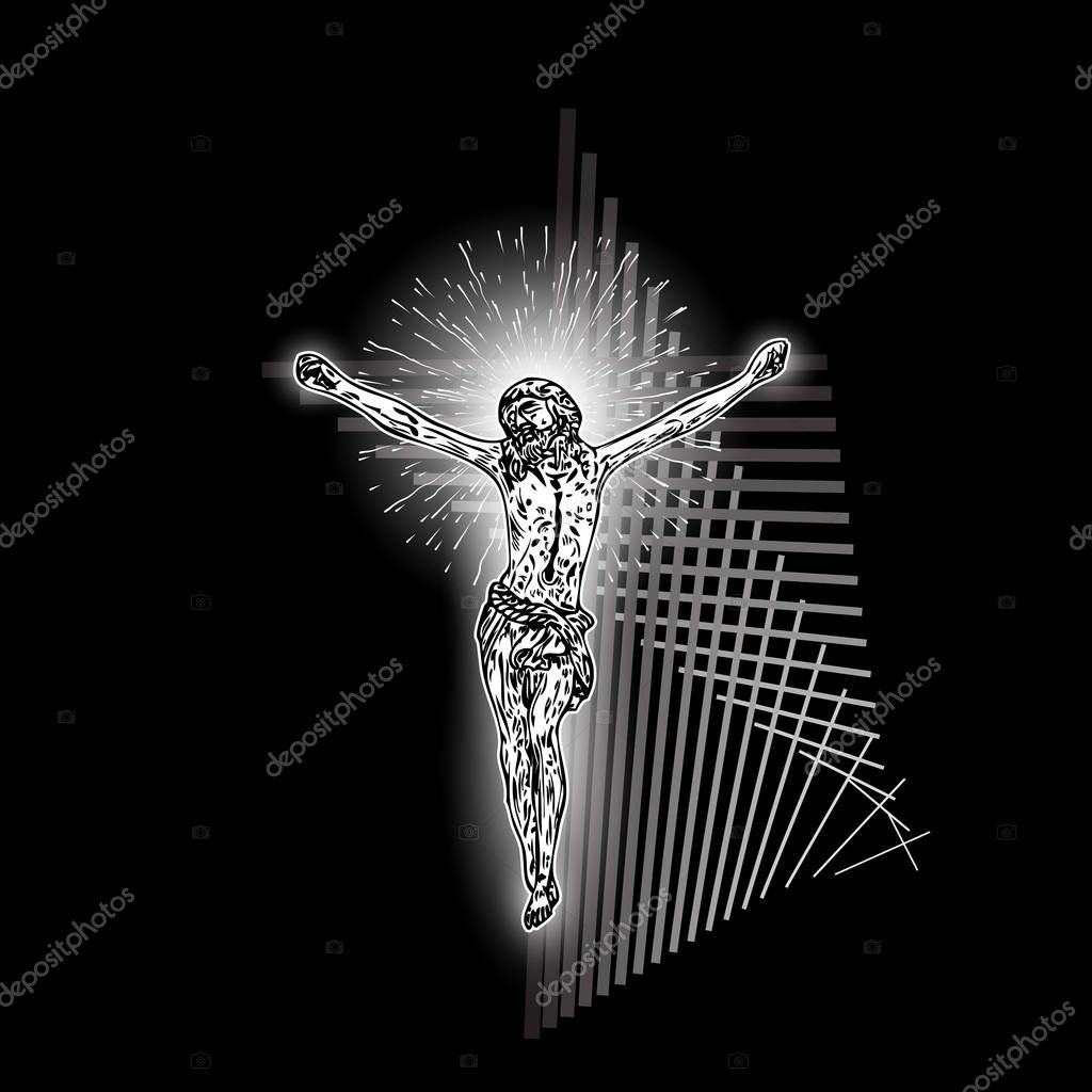 Gesù Cristo Sulla Croce Arte Disegno Del Giorno Dellascensione Di