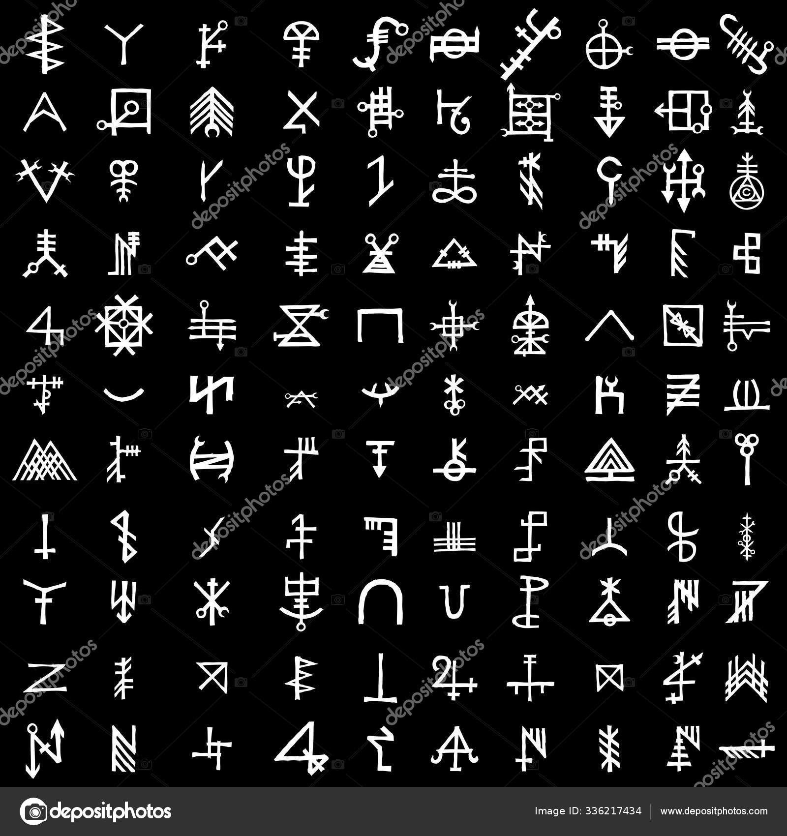 Big set of esoteric symbol and alphabet on the theme of mysticis Stock ...
