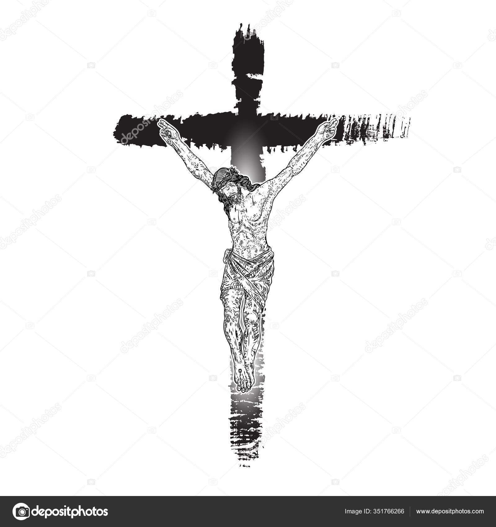 Jesus Cross Painted Ink Brush Son God Jesus Christ Mount Stock Vector ...