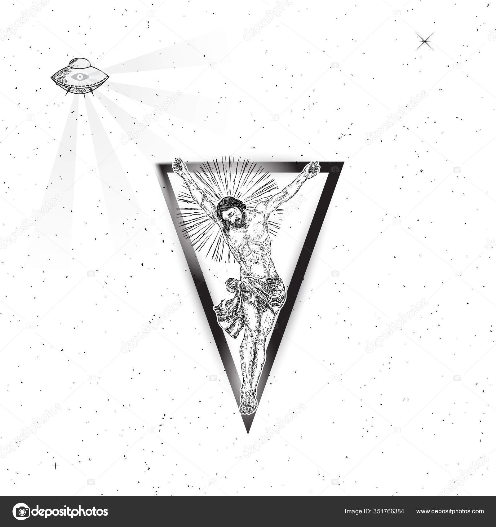 Jesus Christ Crucifixion Starry Sky Space Tattoo Prophet Sacred ...