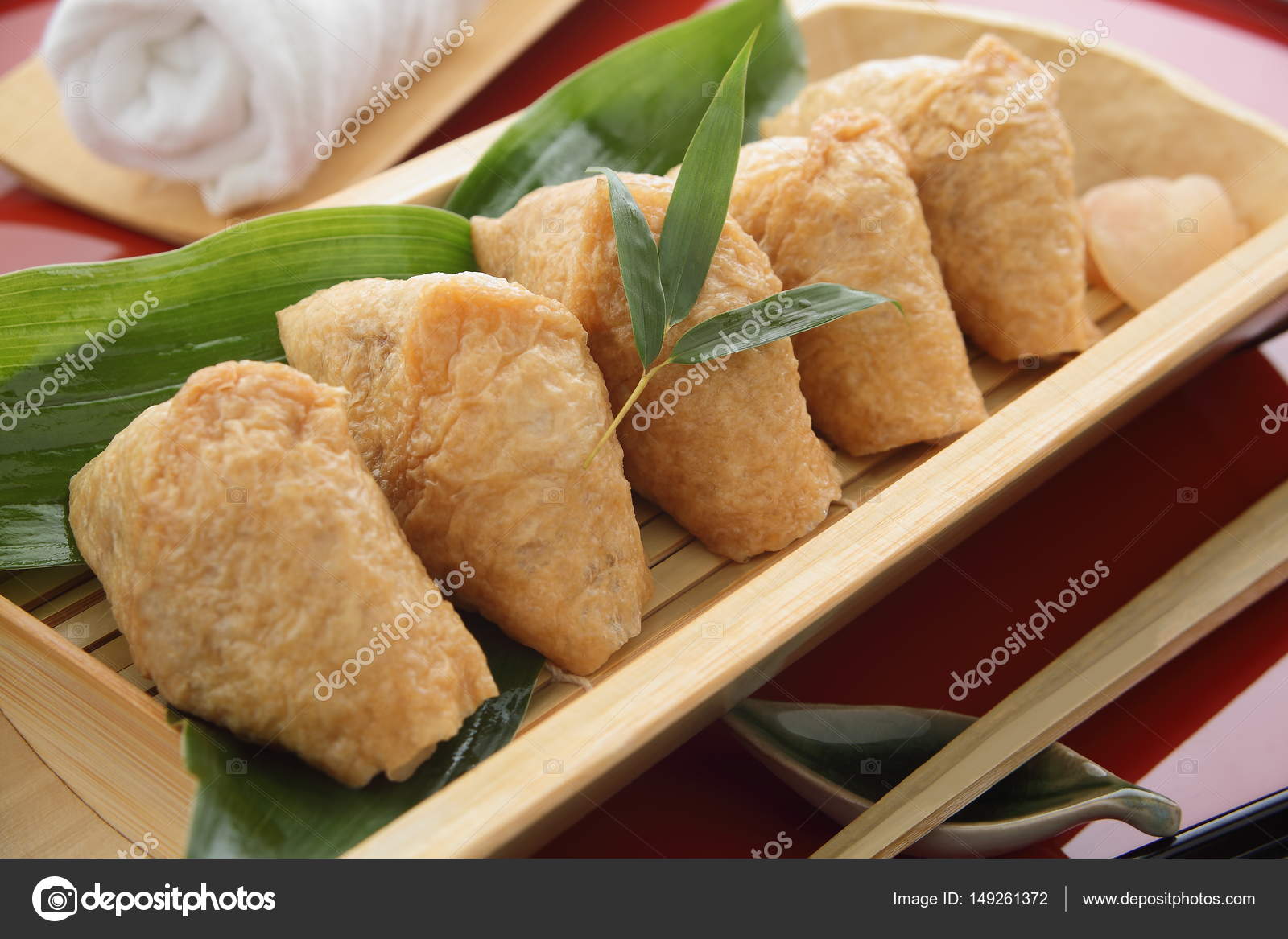 Inari Sushi Wrapped in Fried Tofu, Japanese Food — Stock Photo ...
