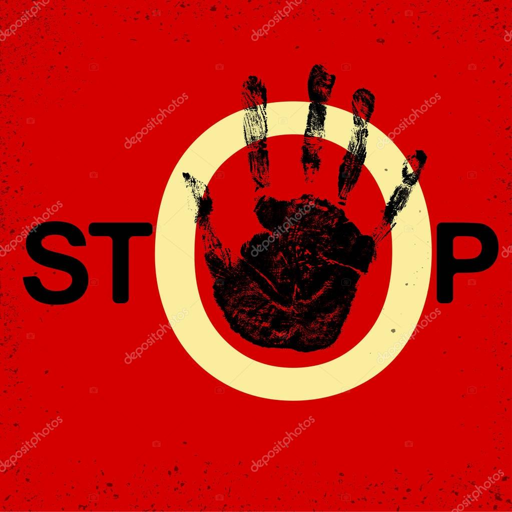 Stop hand grunge sign. Stock Vector by ©davidovka 130209548