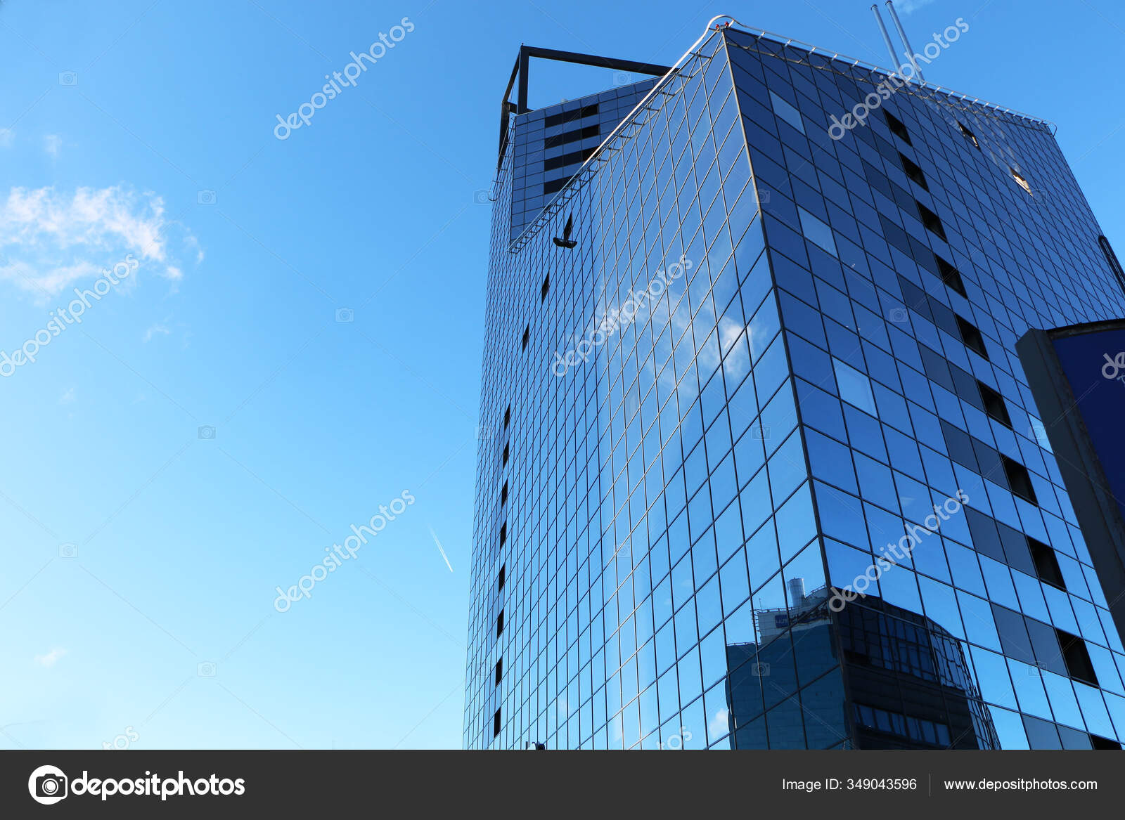 Office Buildings Bottom View Modern Skyscrapers Business District Blue ...