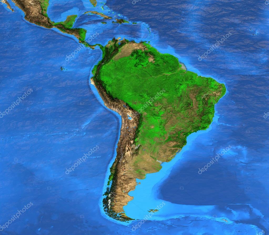 Mapa mundial de alta resolución centrado en América del Sur 2022