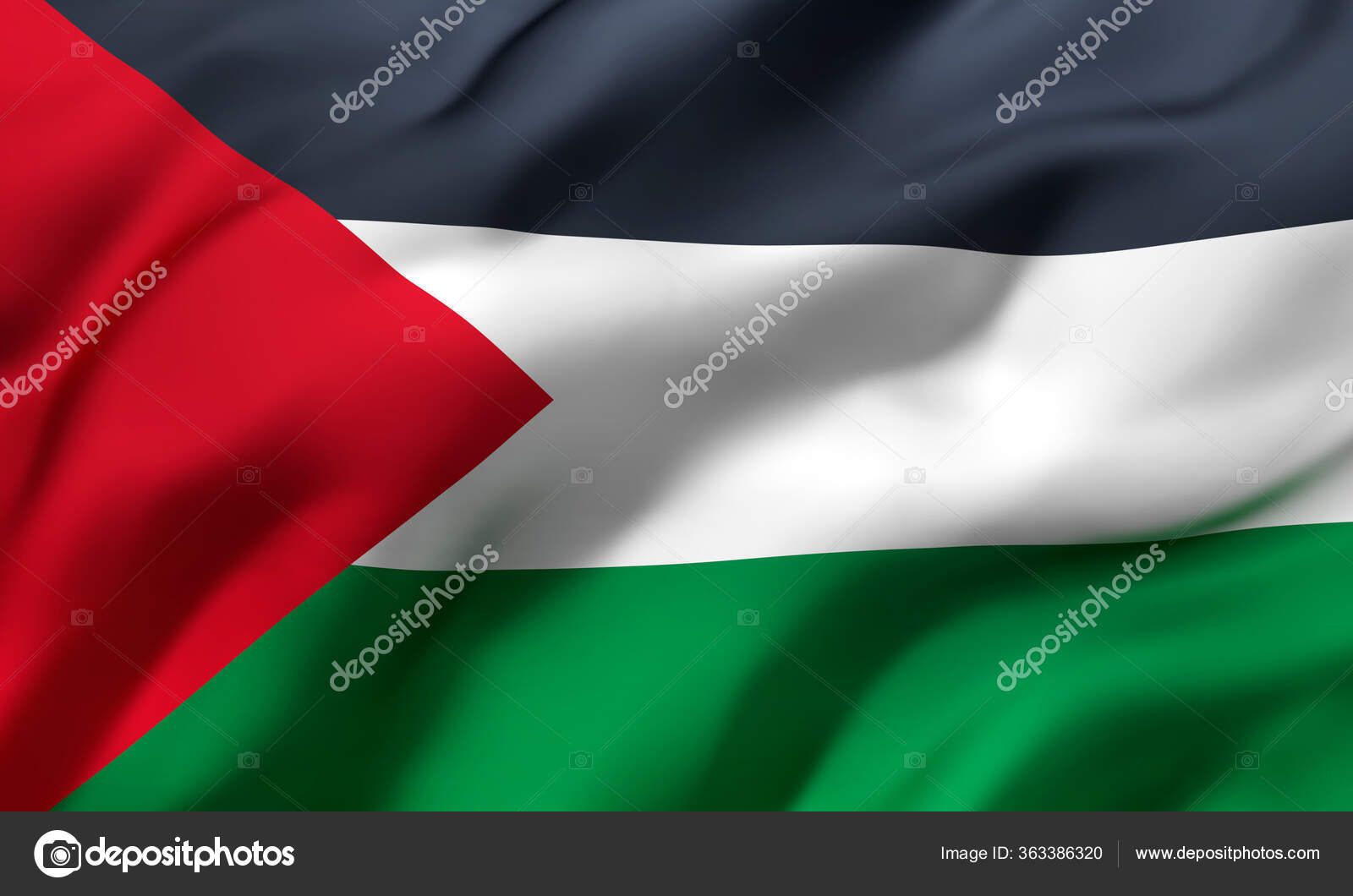 Flag Palestine Blowing Wind Full Page Palestinian Flying Flag ...
