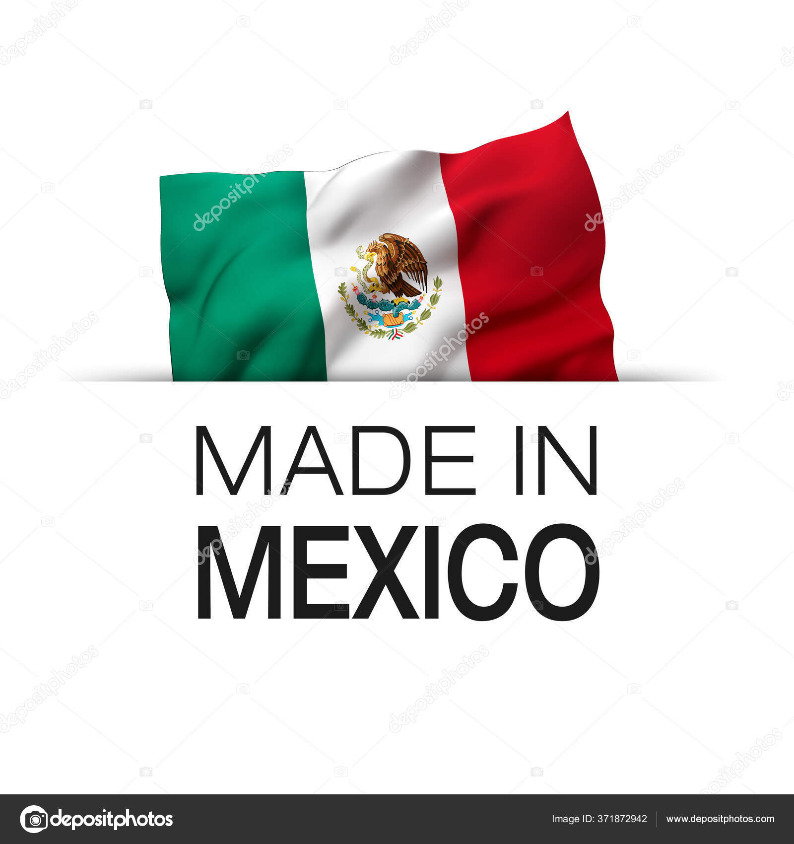 Made Mexico Guarantee Label Waving Mexican Flag Illustration — Stock ...