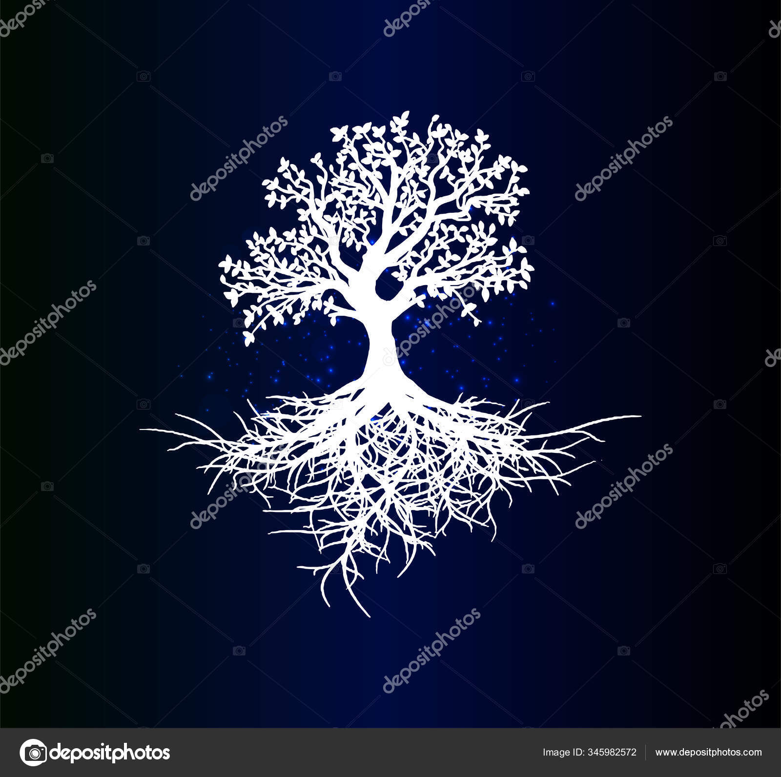 Beautiful Tree Dense Roots Gradient Background Lights Tree Life ...