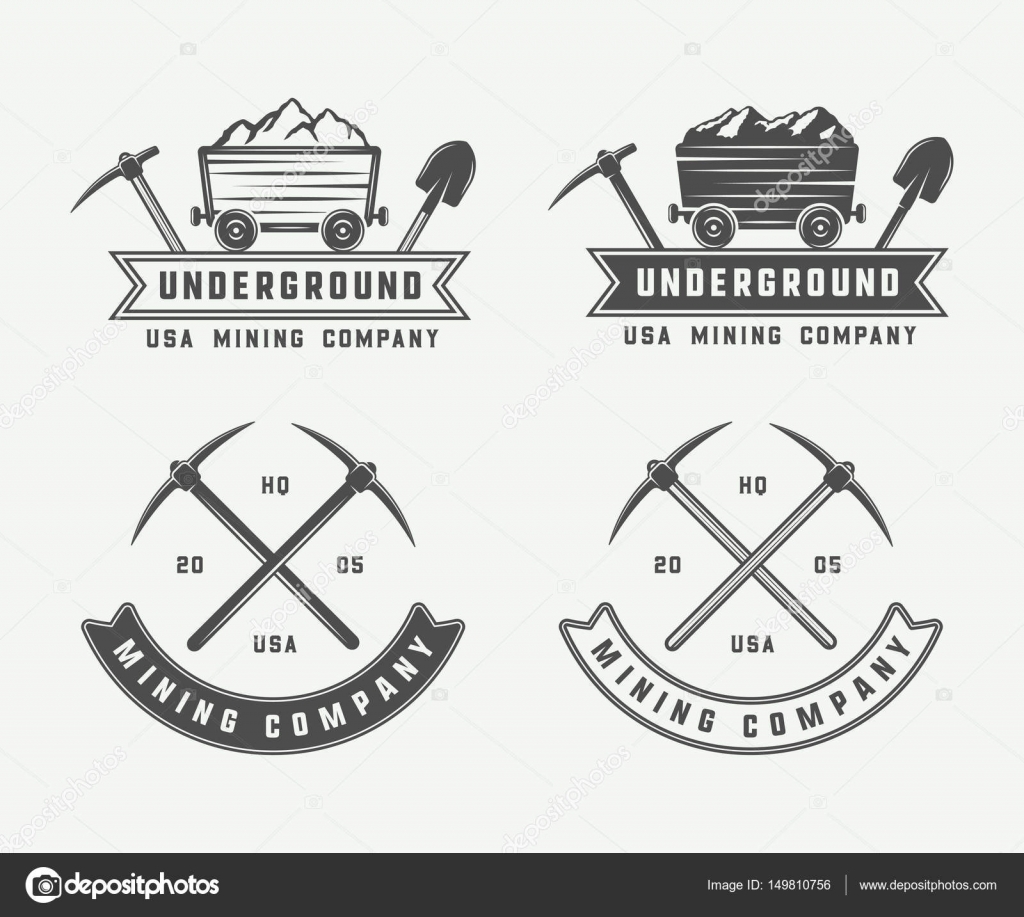 Set of retro mining or construction logo badges and labels Stock Vector ...