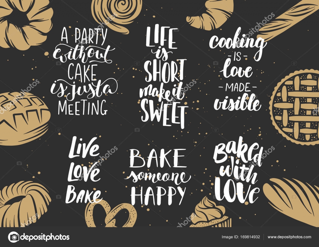 Set of bakery vector lettering with engraved elements Stock Vector Image by ©De_Malia #169814932