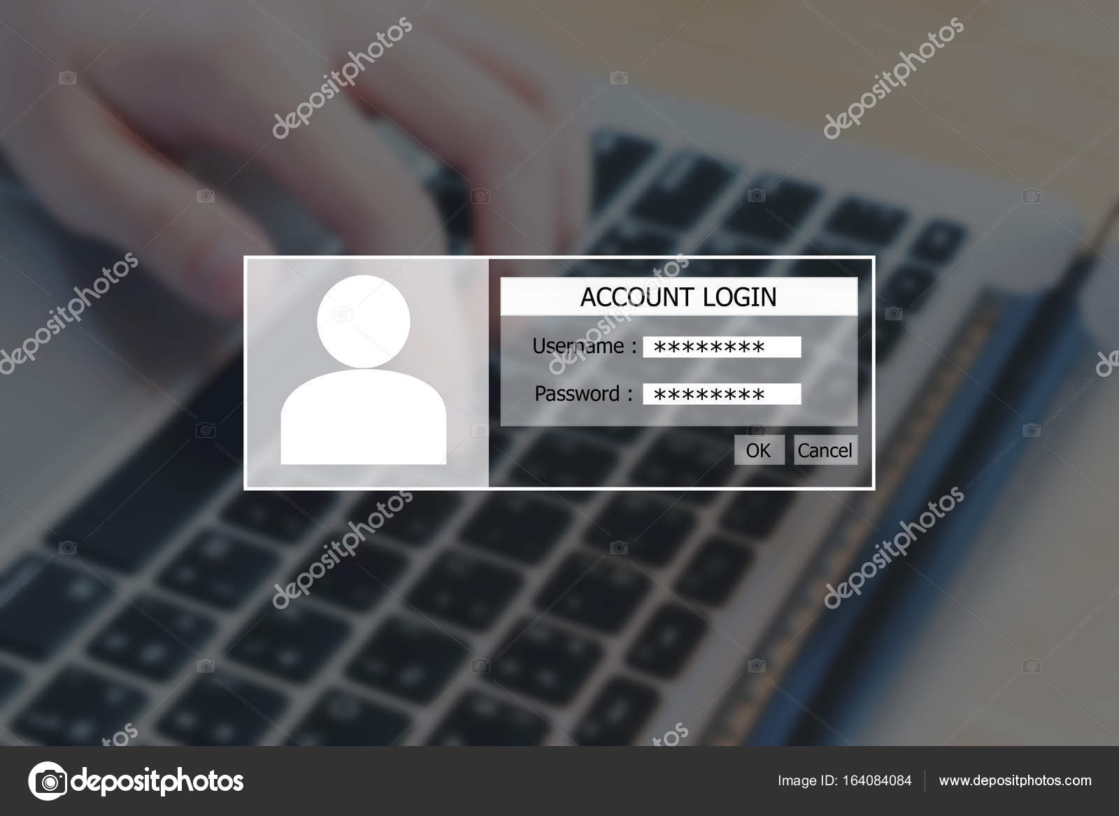 Account lock screen on background women are working on a computer. The ...