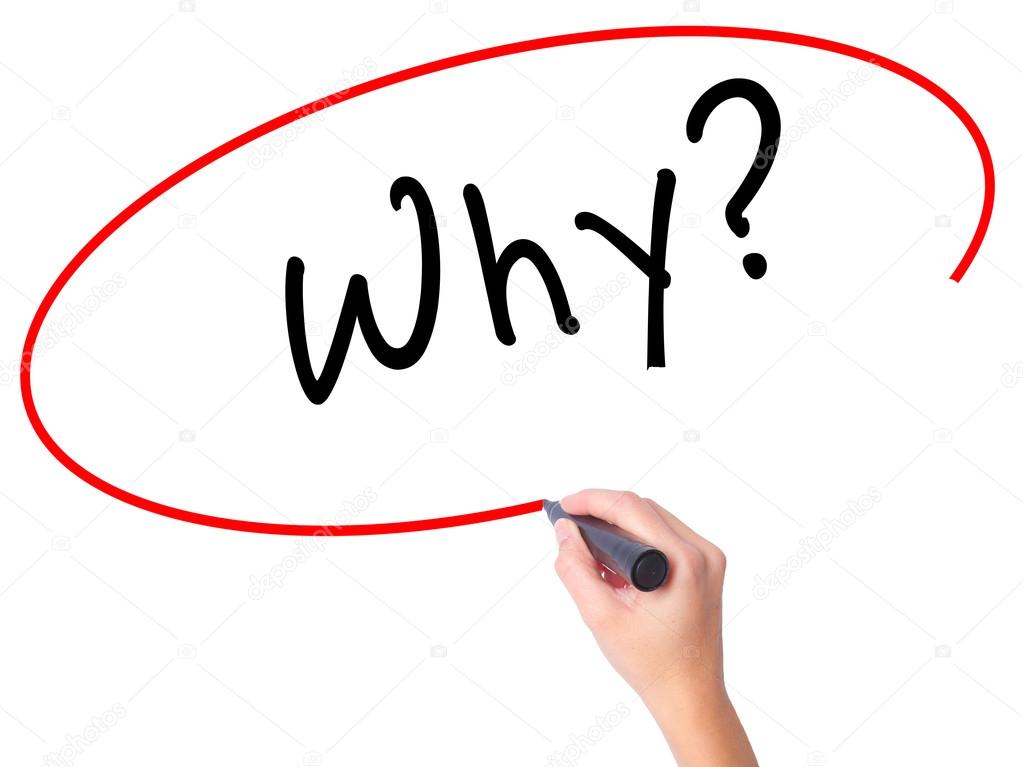 Women Hand writing Why? with black marker on visual screen — Stock ...