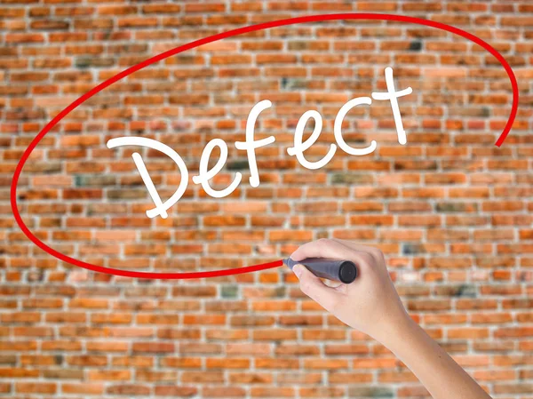 Man Hand writing Defect with black marker on visual screen — Stock ...