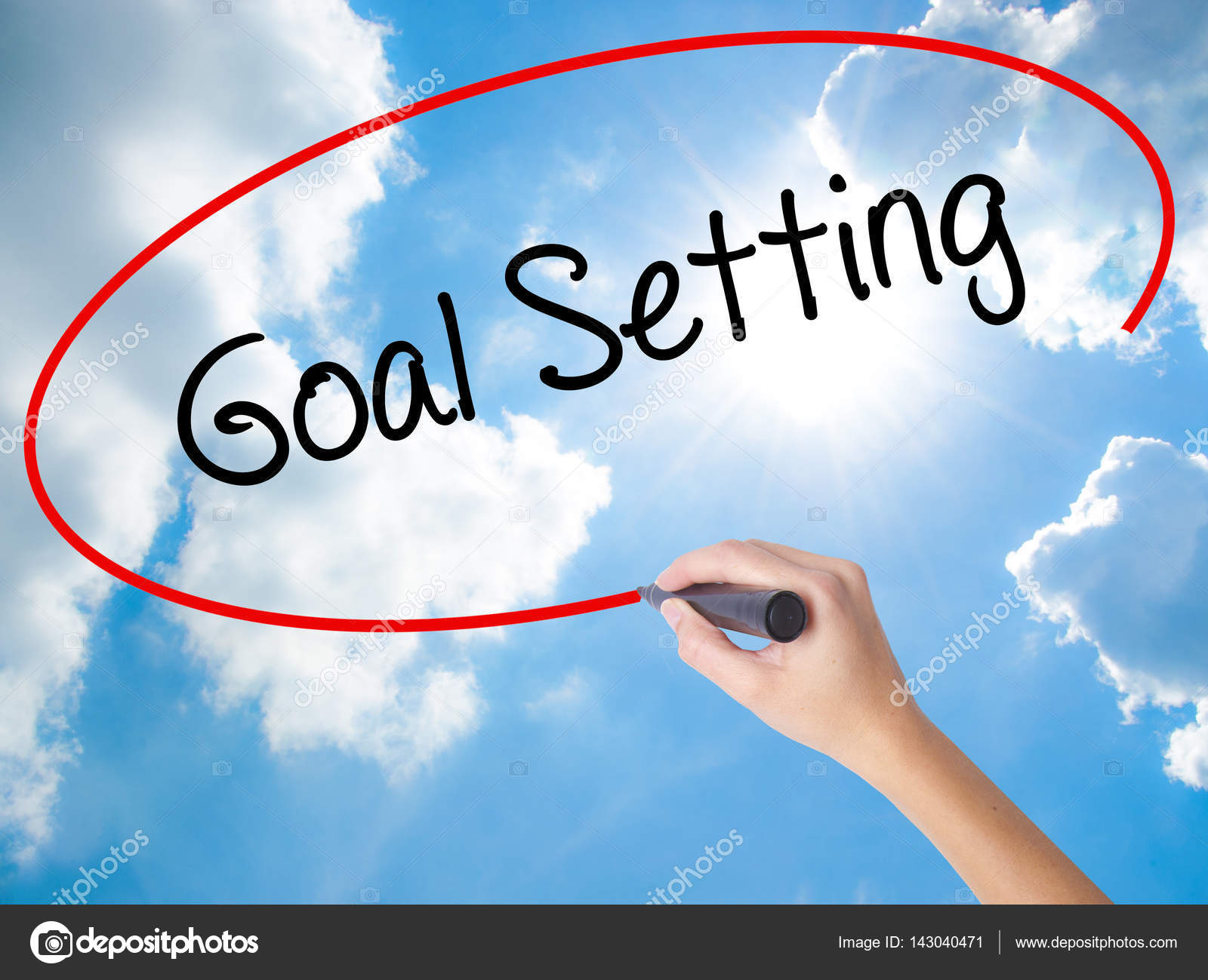 Woman Hand Writing Goal Setting with black marker on visual scr — Stock ...