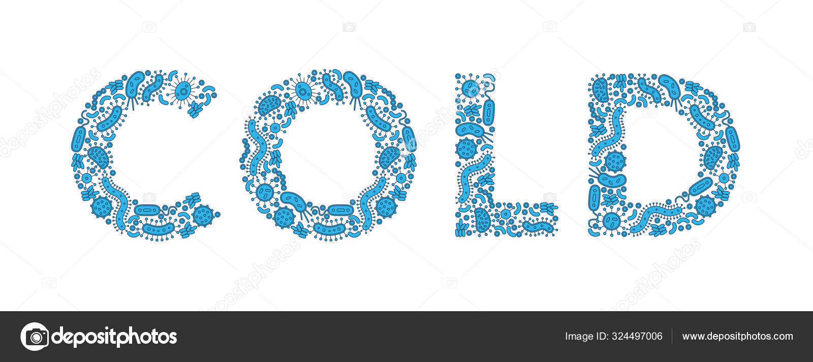 Blue Germs Bacteria Spelling Word Cold Vector Illustration — Stock ...