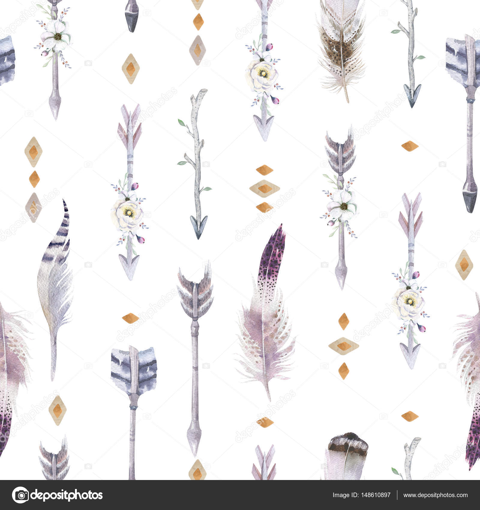 Watercolor boho seamless pattern — Stock Photo © mykef #148610897