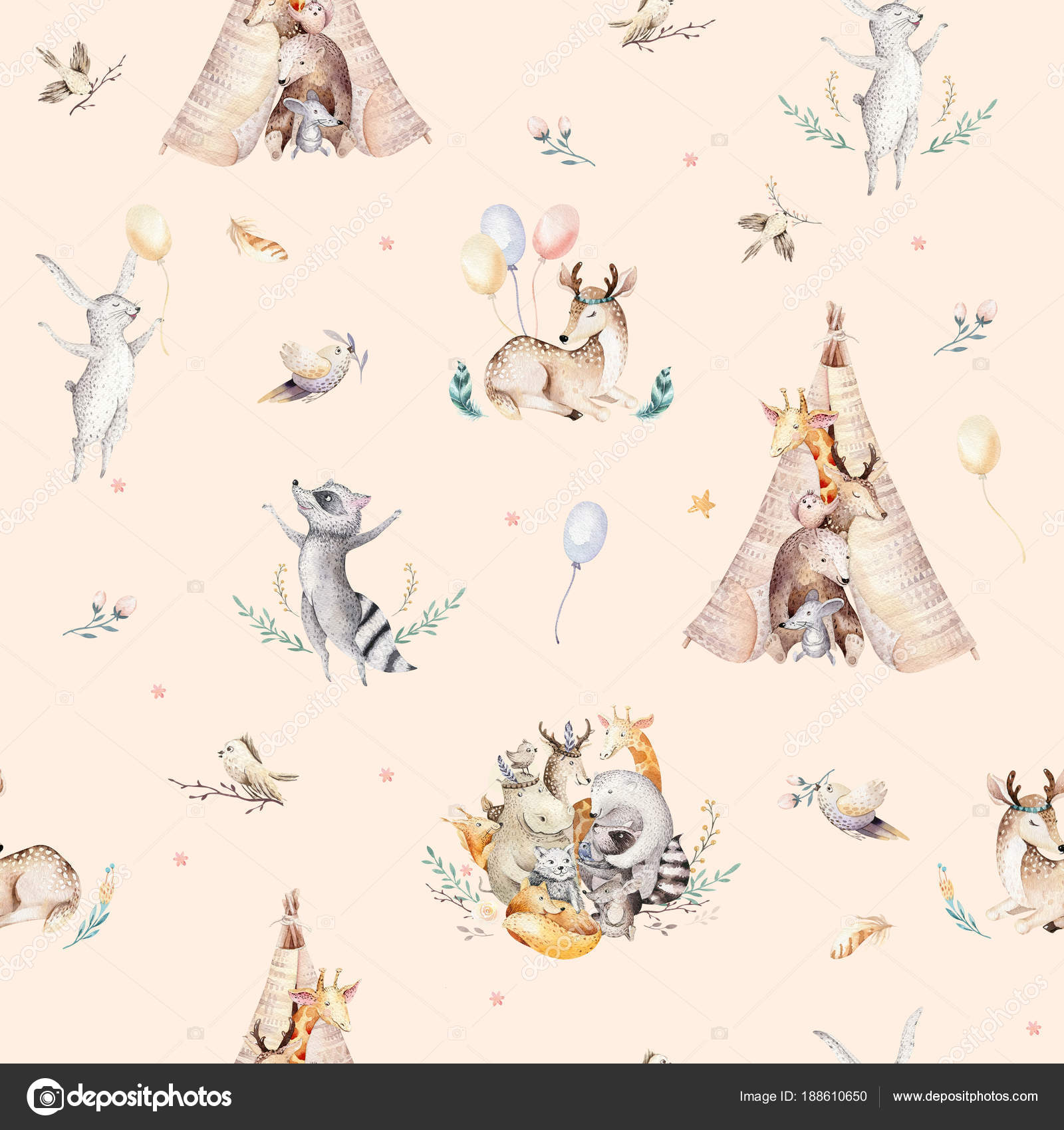 Cute animals pattern Stock Illustration by ©mykef #188610650