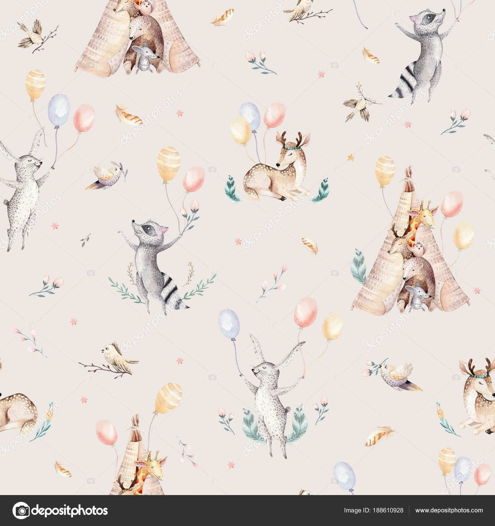 Cute animals pattern Stock Photo by ©mykef 188610928