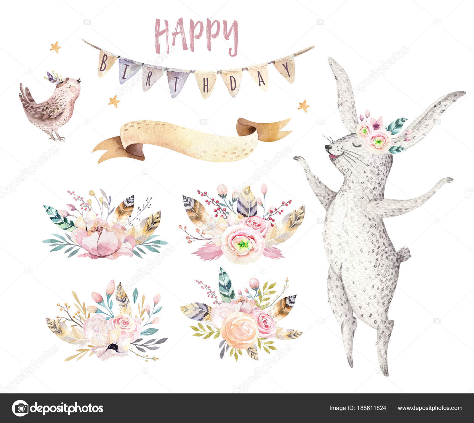 Cute baby giraffe, deer animal nursery mouse and bear, raccoon and ...
