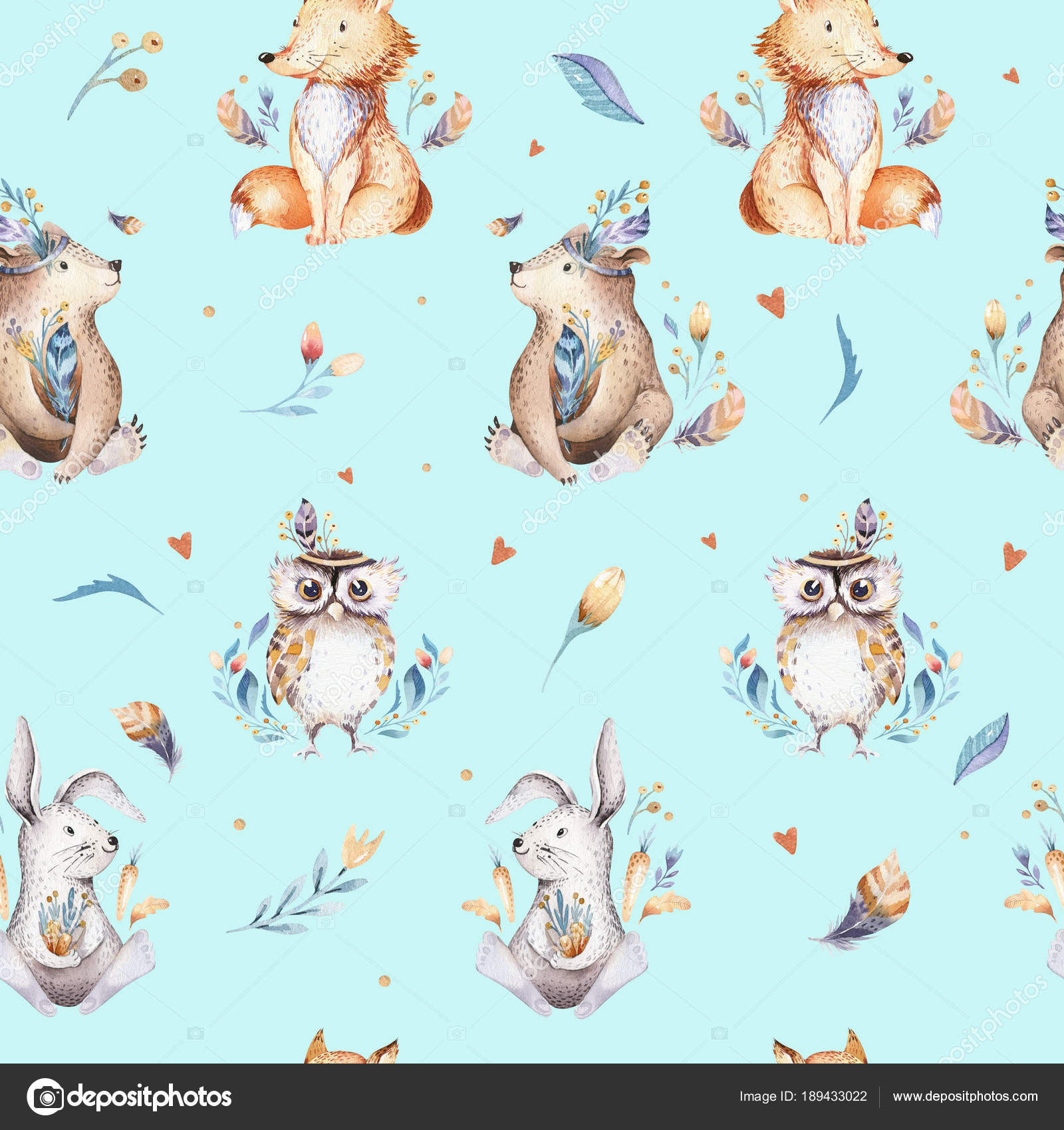 Baby Animals Nursery Isolated Seamless Pattern Children Stock ...