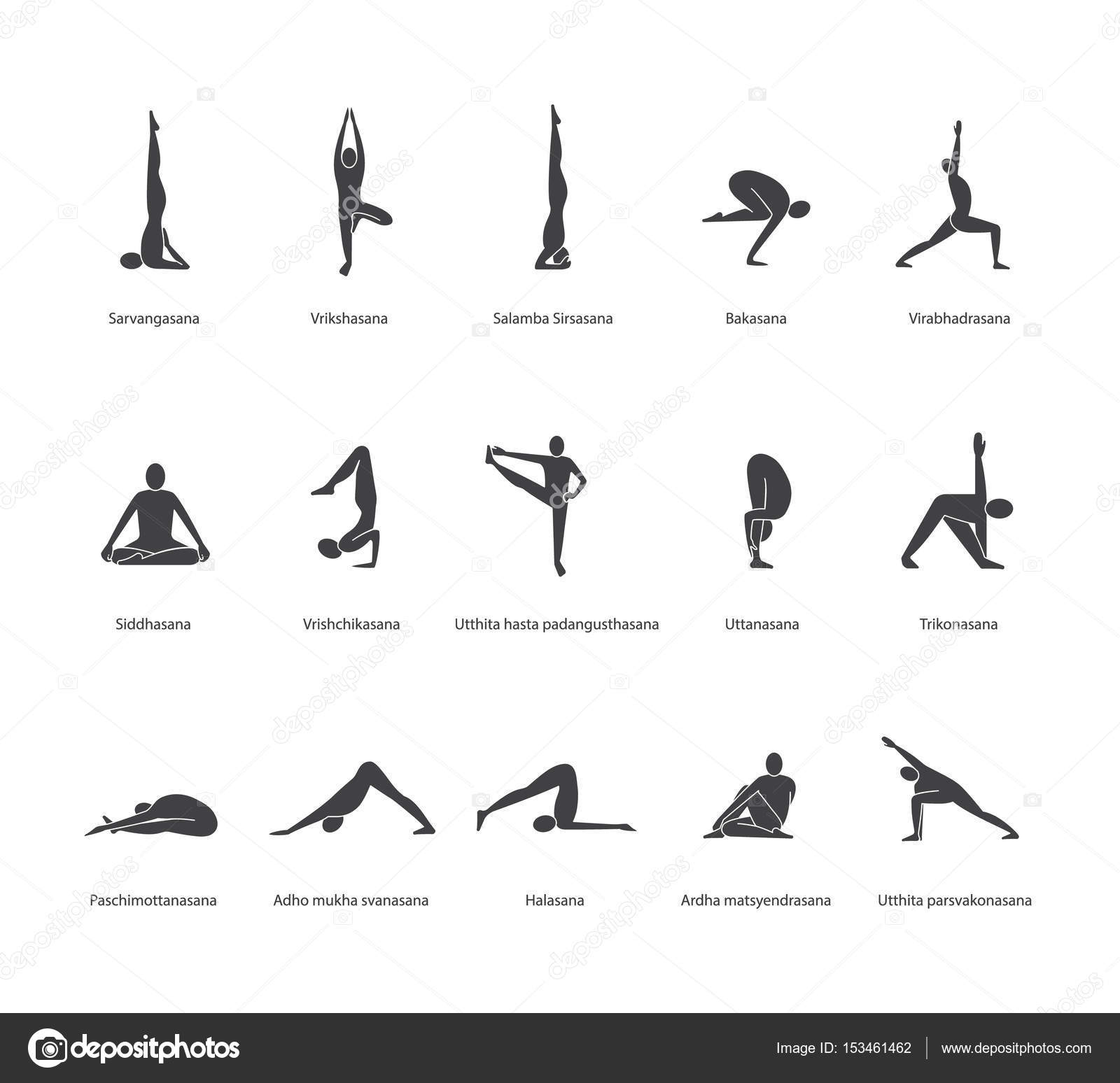 Yoga poses icons set — Stock Vector © bsd #153461462