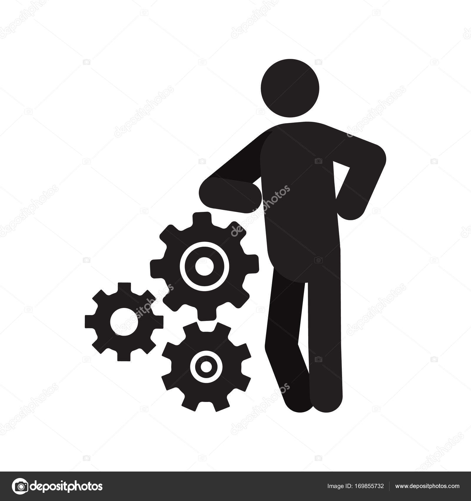 Man lean on cogwheels icon Stock Vector Image by ©bsd_studio #169855732
