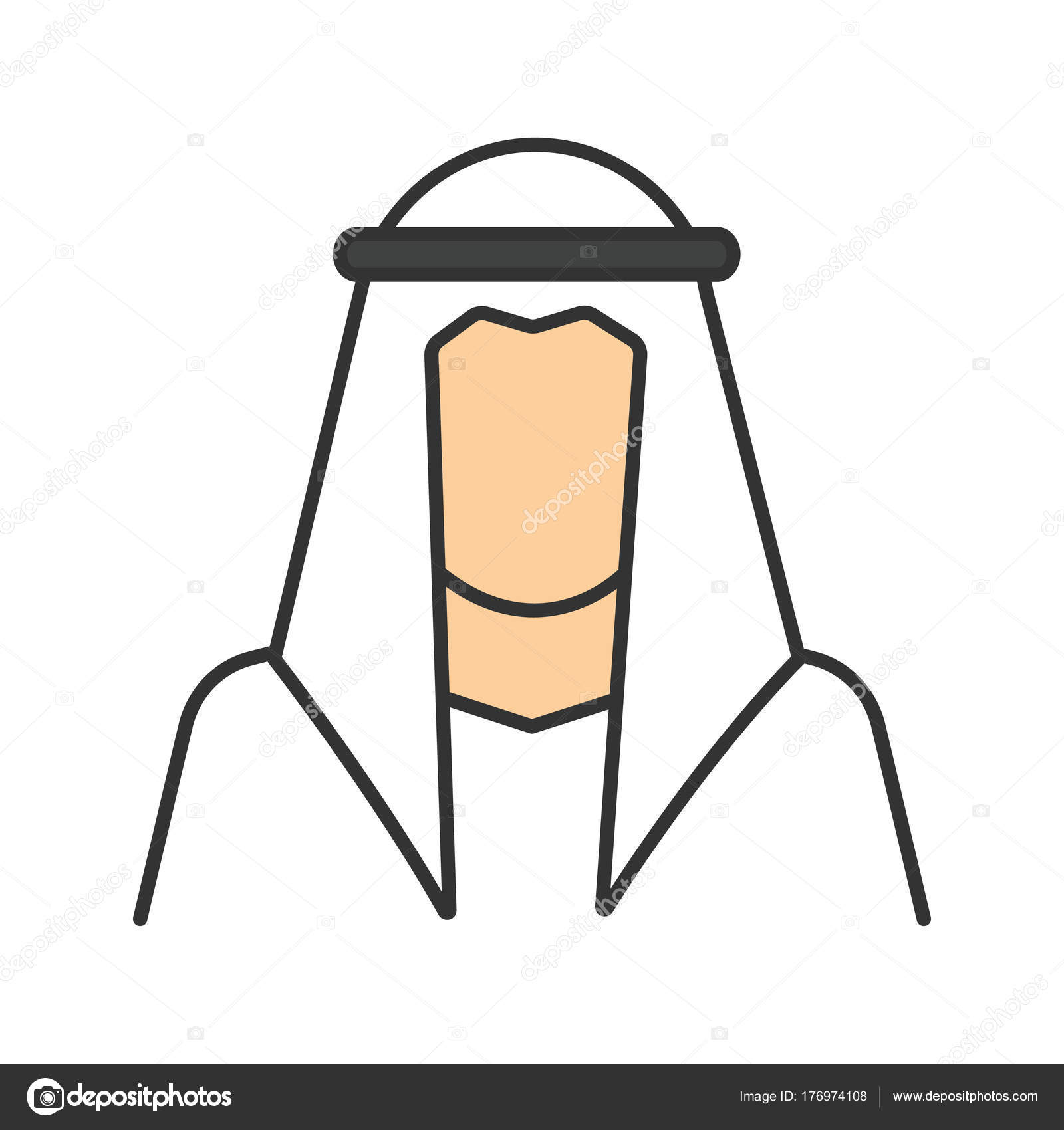 Sheikh Silhouette Linear Color Icon Muslim Traditional Clothes Arab ...