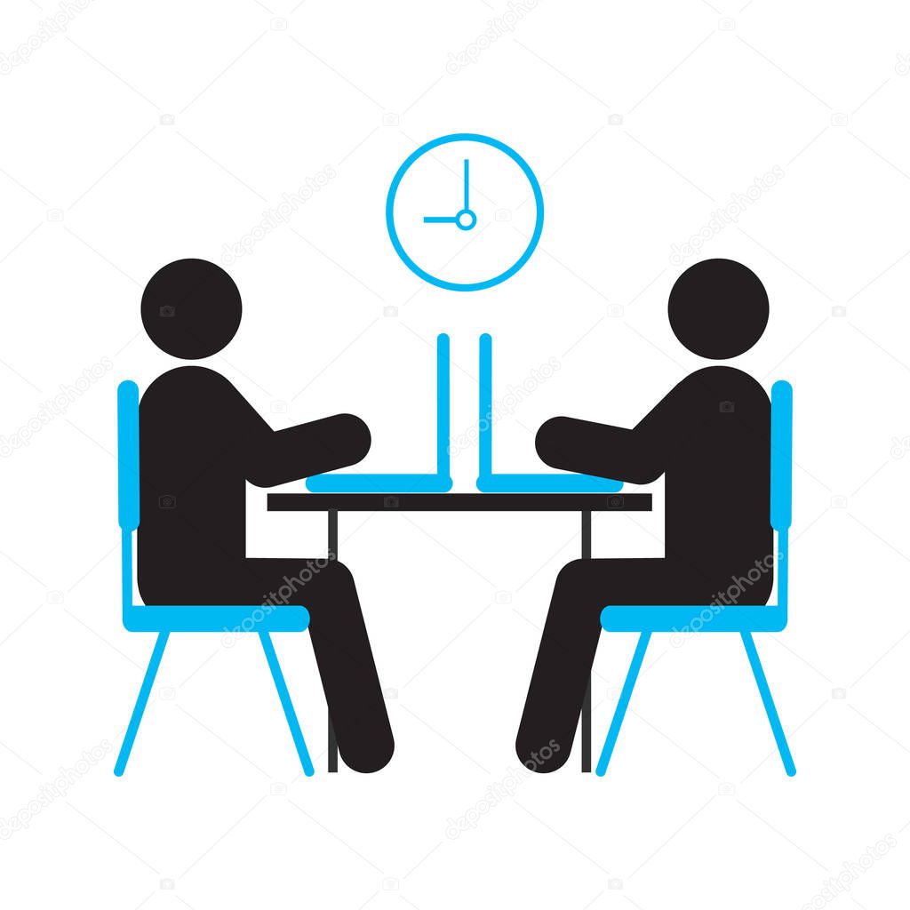 Two People Working Laptops Silhouette Icon Coworking Zone Office Job ... Two People Working Laptops Silhouette Icon Coworking Zone Office Job ...