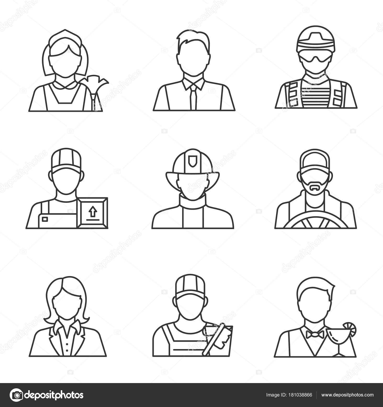 Conjunto de iconos lineales profesiones Vector de stock por ©bsd_studio ...