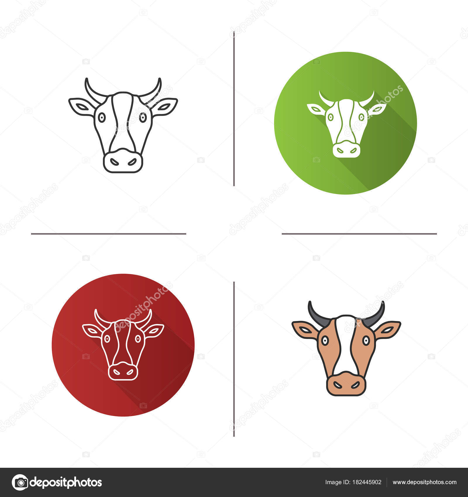 Set Cow Head Icons Isolated White Background Stock Vector by ©bsd ...